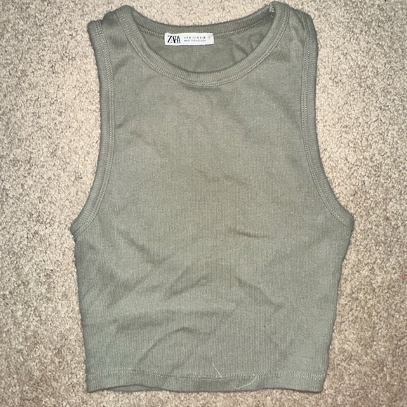 Zara | Tops | Zara Army Green Essential Tank | Poshmark